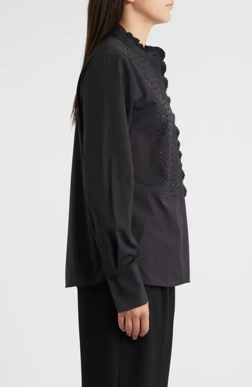 Kobi Halperin Mick Rhinestone Ruffle Cotton-blend Button-up Shirt