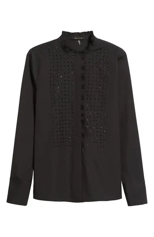 Kobi Halperin Mick Rhinestone Ruffle Cotton-blend Button-up Shirt
