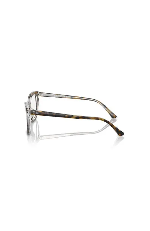 Ray-ban 52mm Rectangle Optical Glasses - Brown