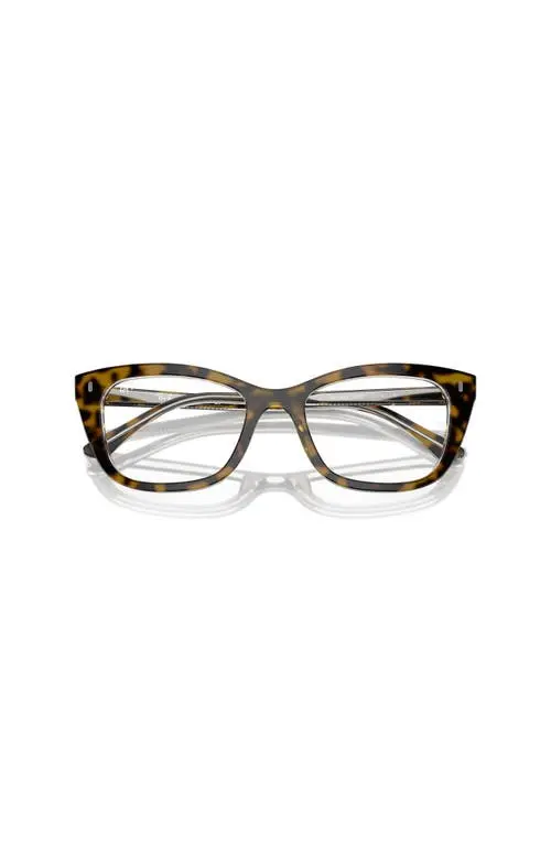 Ray-ban 52mm Rectangle Optical Glasses - Brown