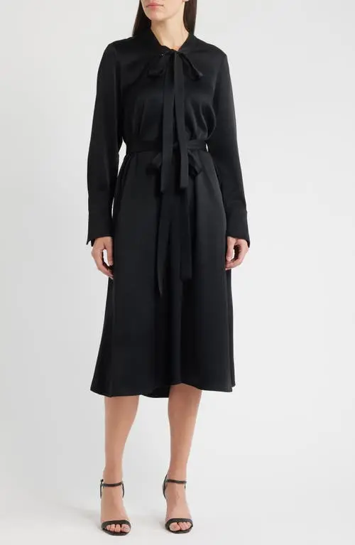 Kobi Halperin Bambi Tie-waist Long-sleeve Satin Dress
