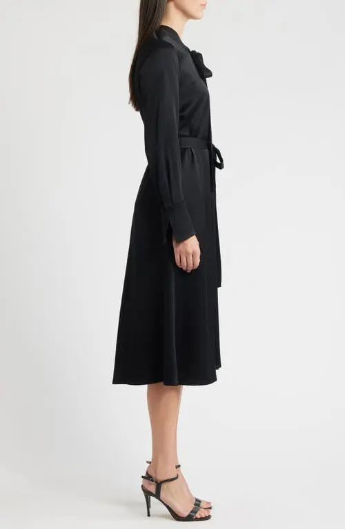 Kobi Halperin Bambi Tie-waist Long-sleeve Satin Dress
