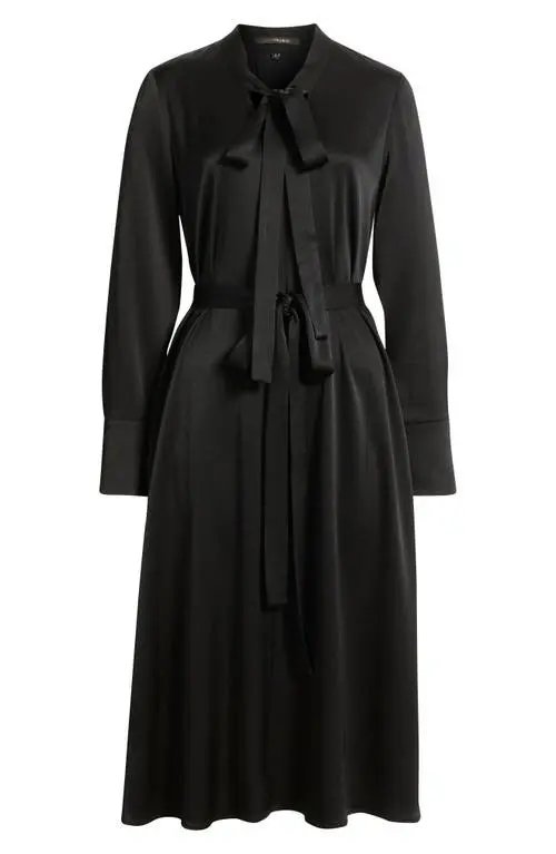 Kobi Halperin Bambi Tie-waist Long-sleeve Satin Dress