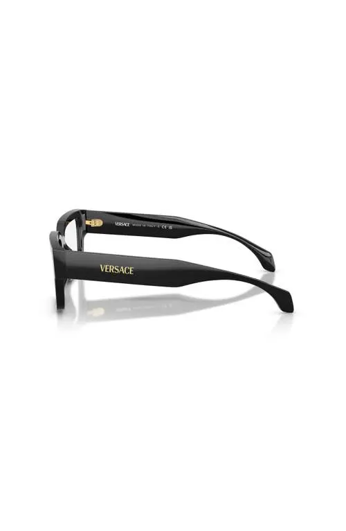 Versace 55mm Rectangle Optical Glasses - Black