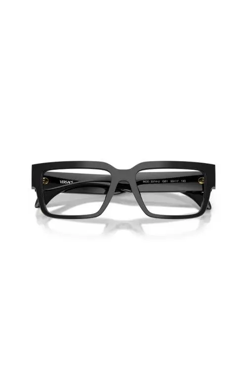 Versace 55mm Rectangle Optical Glasses - Black