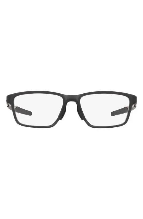Oakley 55mm Rectangle Optical Glasses - Satin Grey Smoke/demo Lens