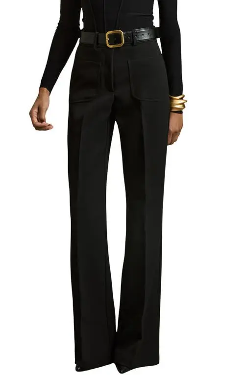 REISS Priya Patch Pocket Wide-leg Pants - Black