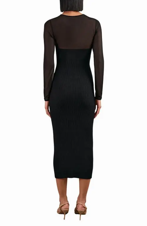 REISS Lila Mixed Media Long Sleeve Dress