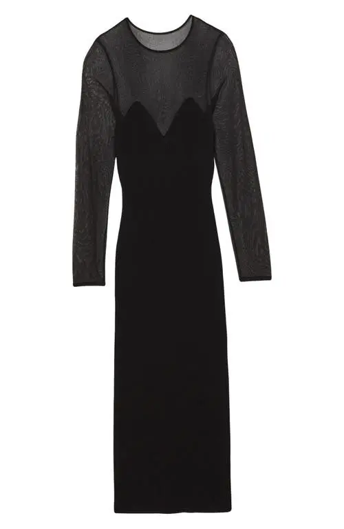 REISS Lila Mixed Media Long Sleeve Dress