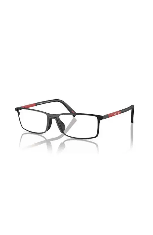 Prada Linea Rossa 53mm Rectangle Optical Glasses - Black