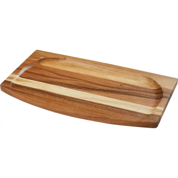 STORIED HOME Footed Wood Serving Tray With Raised Edge