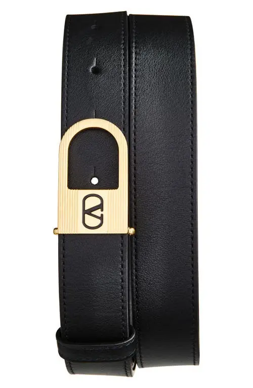 Valentino Garavani Vlogo Signature Leather Belt - Black