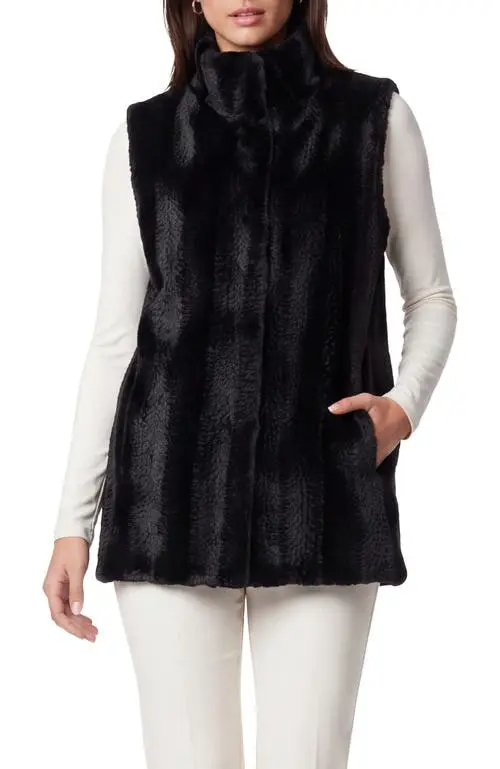 LYLA GRANT Reversible Faux Fur Mink Vest - Black/black