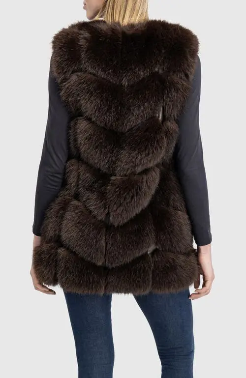 LYLA GRANT Fur-free Fox Chevron Vest - Brown