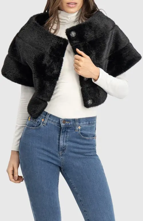 LYLA GRANT Fur-free Mink Capelet - Black