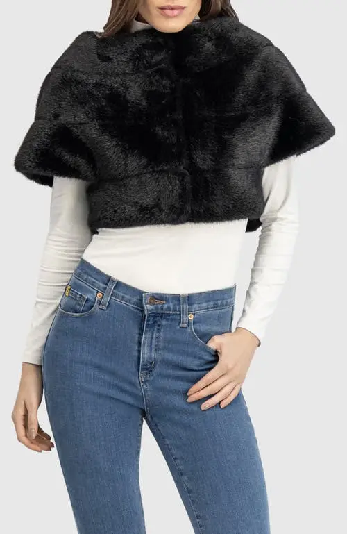 LYLA GRANT Fur-free Mink Capelet - Black