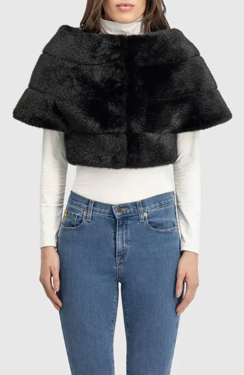 LYLA GRANT Fur-free Mink Capelet - Black