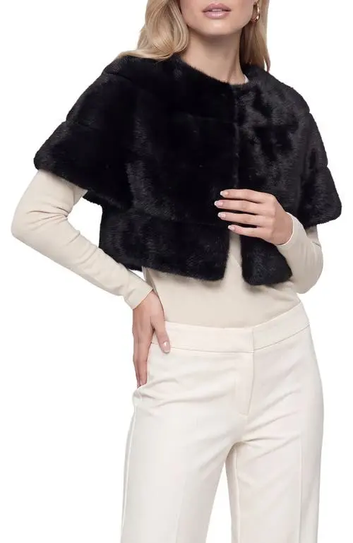 LYLA GRANT Fur-free Mink Capelet - Black