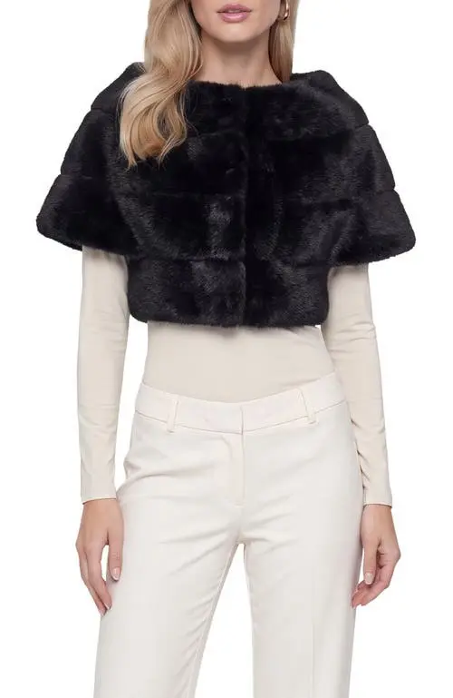 LYLA GRANT Fur-free Mink Capelet - Black