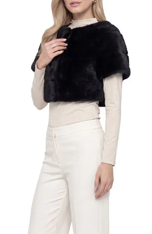 LYLA GRANT Fur-free Mink Capelet - Black