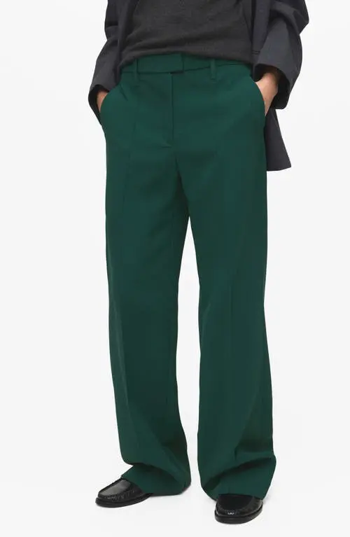 Mango Seamed Straight-leg Trousers - Green