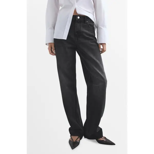 Mango Miami Straight Leg Jeans - Black Denim