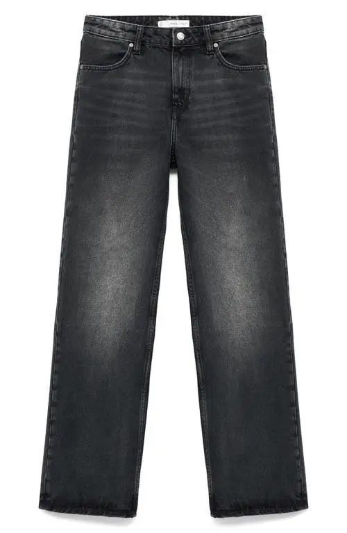 Mango Miami Straight Leg Jeans - Black Denim
