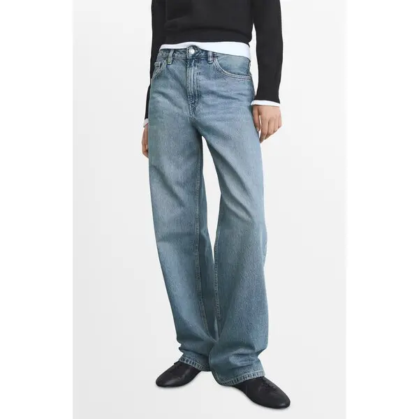 Mango Miami Straight Leg Jeans - Medium Blue
