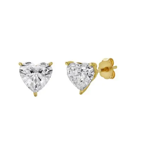 LUVMYJEWELRY Elaria 14k Gold 0.85 Ct. Lab Grown Diamond Heart Solitaire Stud Earrings - 14k Yellow Gold