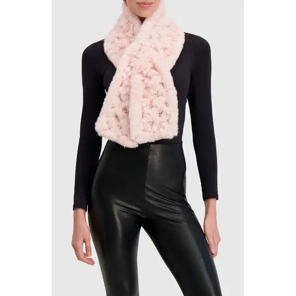 LYLA GRANT Fur-free Rex Rabbit Knit Pull-through Scarf - Light Pink