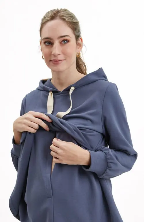NOM MATERNITY Crosby Maternity & Nursing Hoodie - Slate