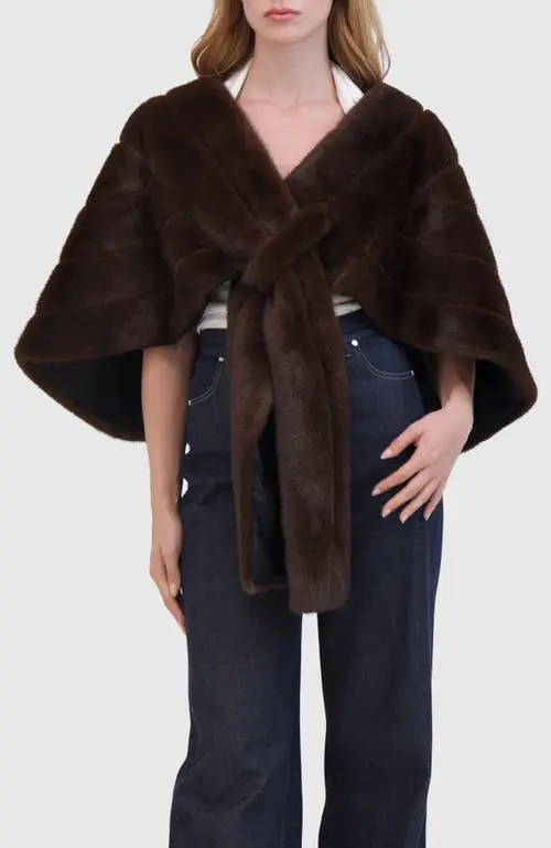 LYLA GRANT Fur-free Mink Stole - Brown