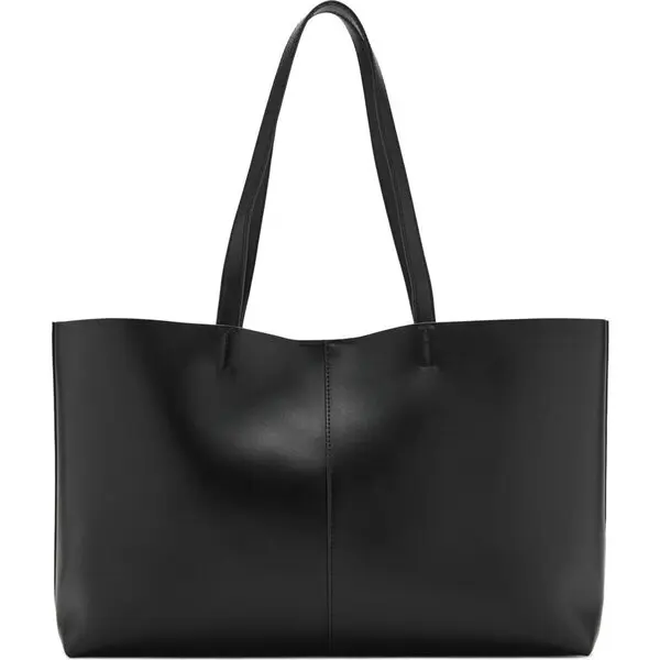Mango Faux Leather Shopper Tote - Black