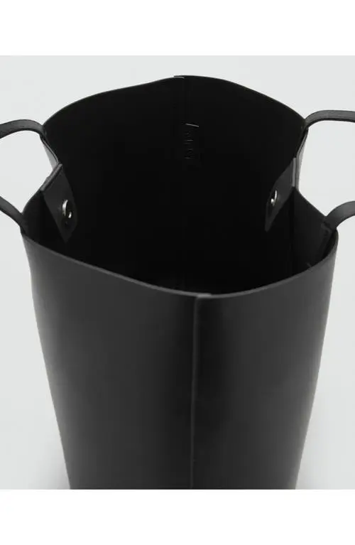 Mango Faux Leather Shopper Tote - Black