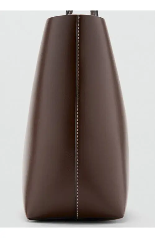 Mango Faux Leather Shopper Tote