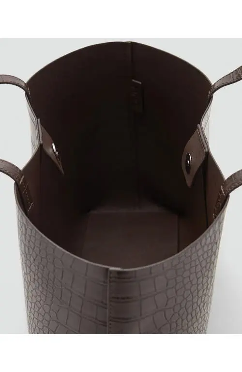 Mango Faux Leather Shopper Tote - Chocolate