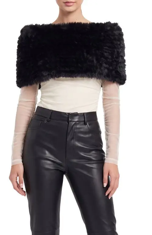 LYLA GRANT Fur-free Rex Rabbit Knit Cowl - Black