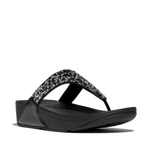Fitflop Lulu Crystal-mix Toe-post Sandals - All Black