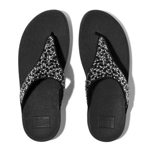 Fitflop Lulu Crystal-mix Toe-post Sandals - All Black