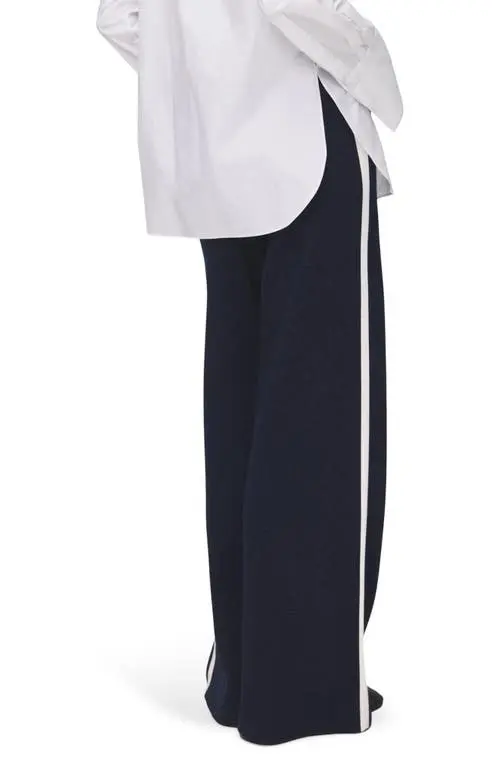 Mango Side Stripe Pull-on Knit Pants - Dark Navy