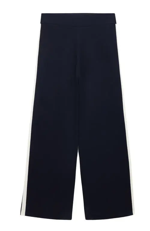 Mango Side Stripe Pull-on Knit Pants - Dark Navy