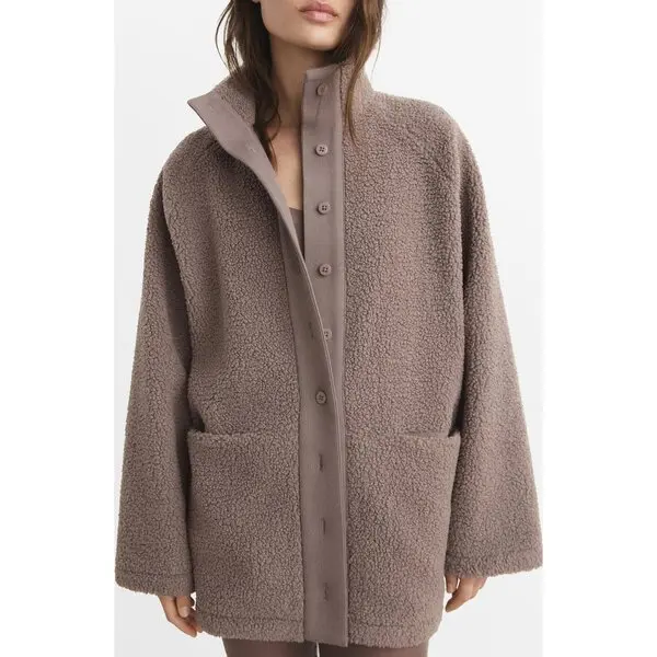 Mango Textured Fleece Cardigan