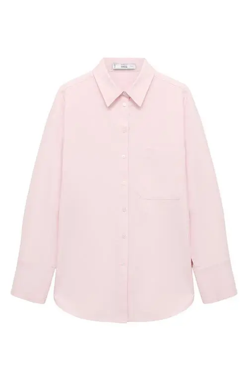 Mango Oversized Button-up Shirt - Pastel Pink