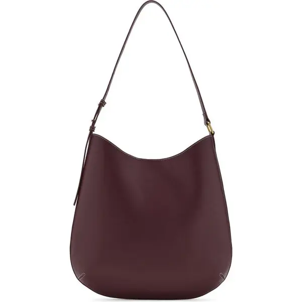 Mango Large Oval Faux- Shoulder Bag - Burgundy