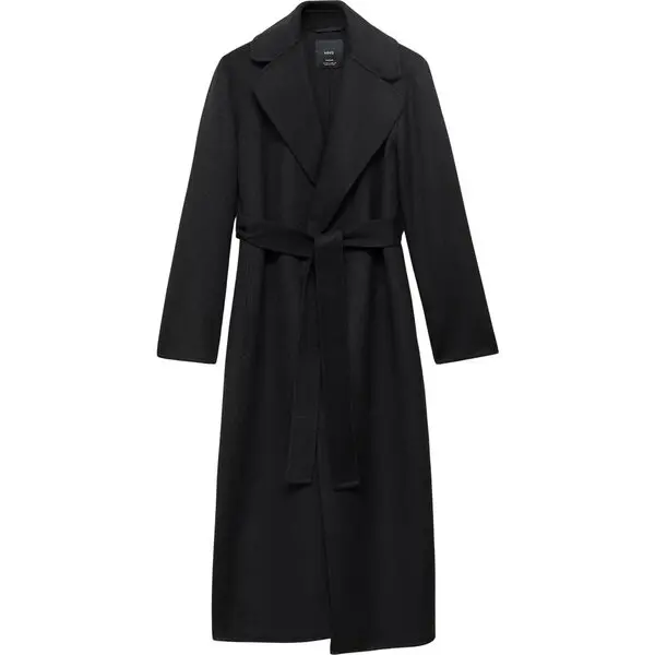 Mango Wool-blend Wrap Coat - Black
