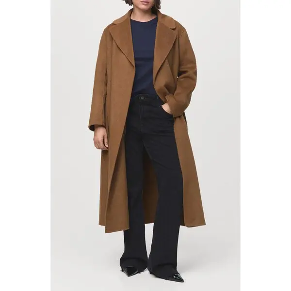 Mango Wool-blend Wrap Coat - Medium Brown