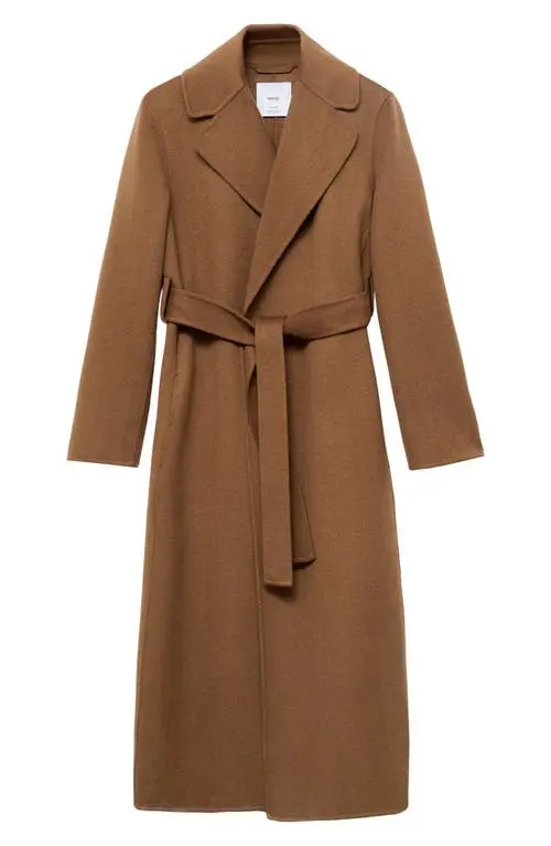 Mango Wool-blend Wrap Coat - Medium Brown