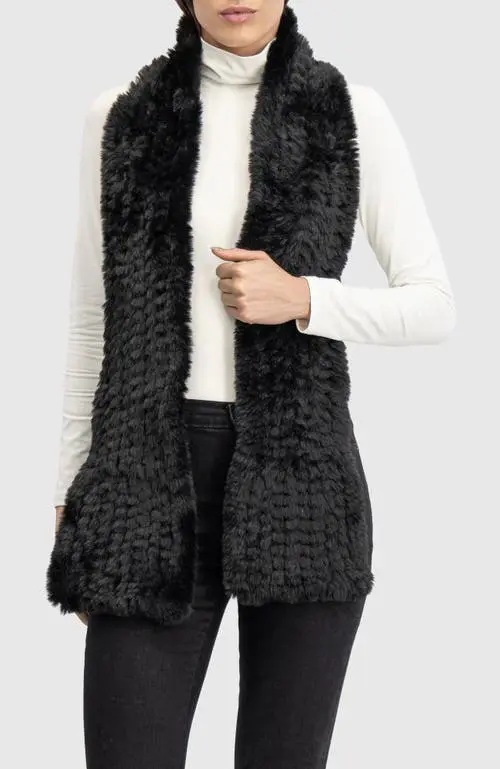 LYLA GRANT Fur-free Rex Rabbit Knit Scarf - Black