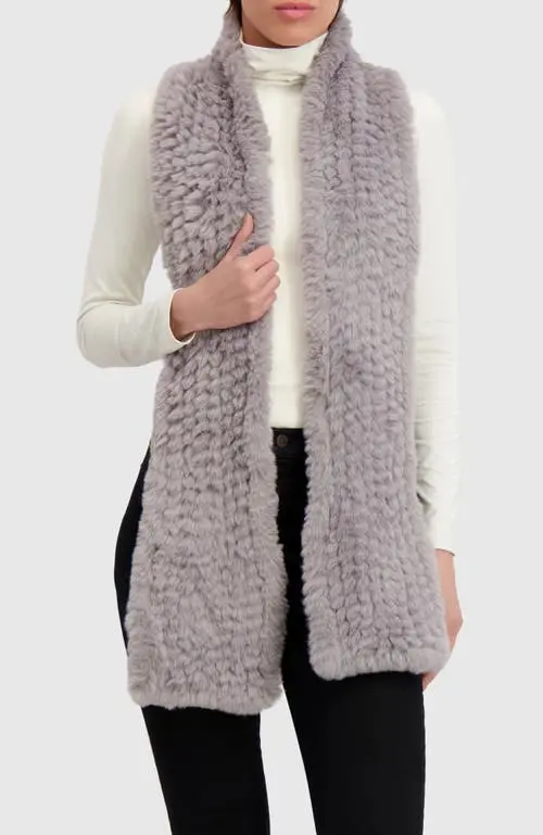 LYLA GRANT Fur-free Rex Rabbit Knit Scarf - Light Gray