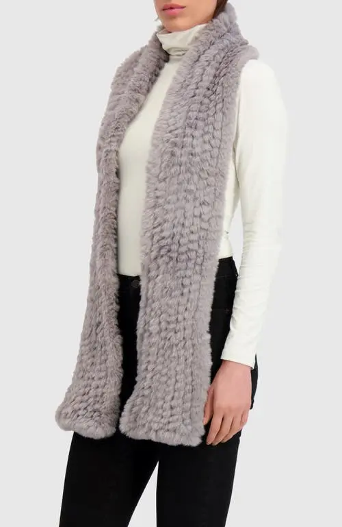 LYLA GRANT Fur-free Rex Rabbit Knit Scarf - Light Gray